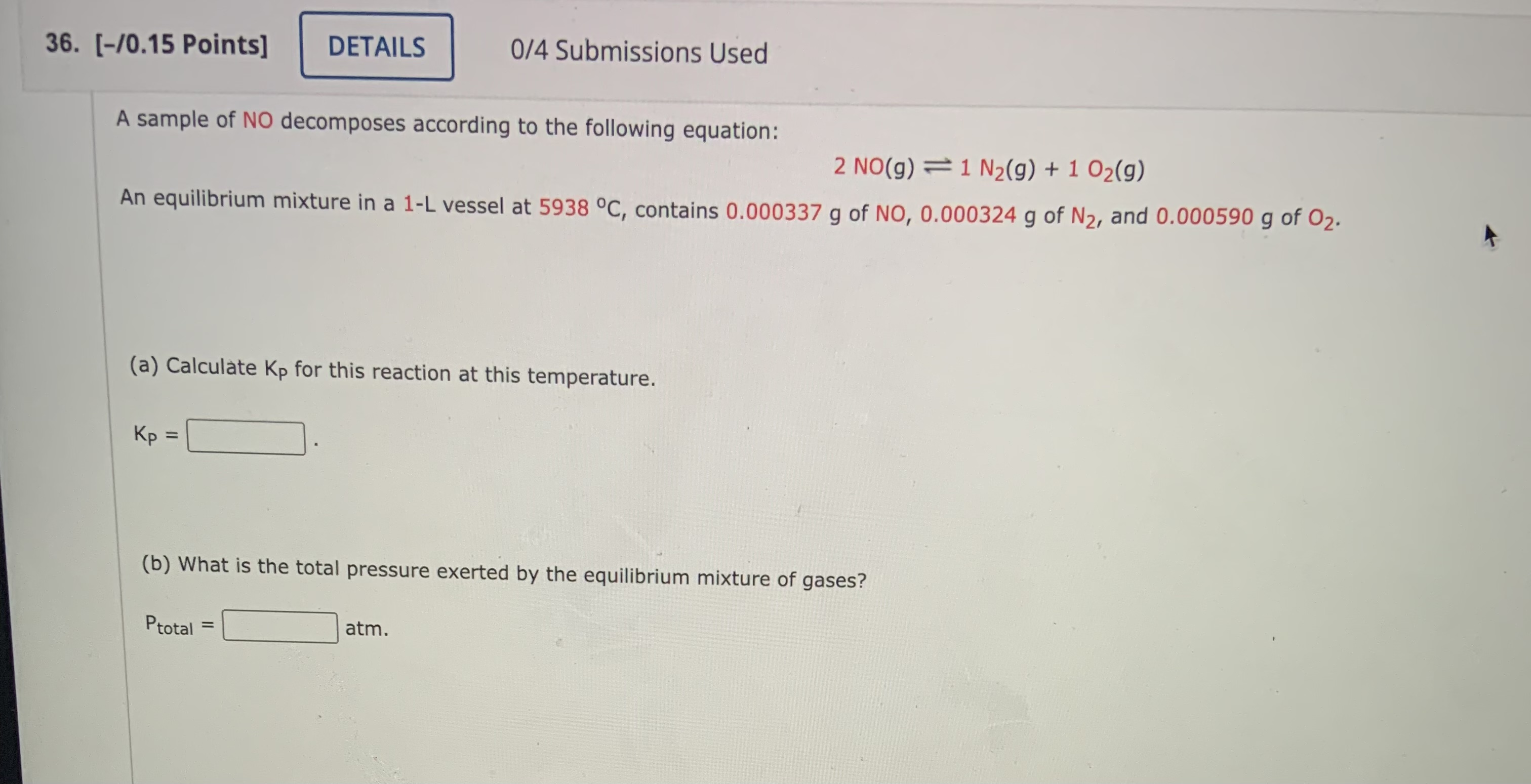 Solved A sample of NO decomposes according to the following | Chegg.com