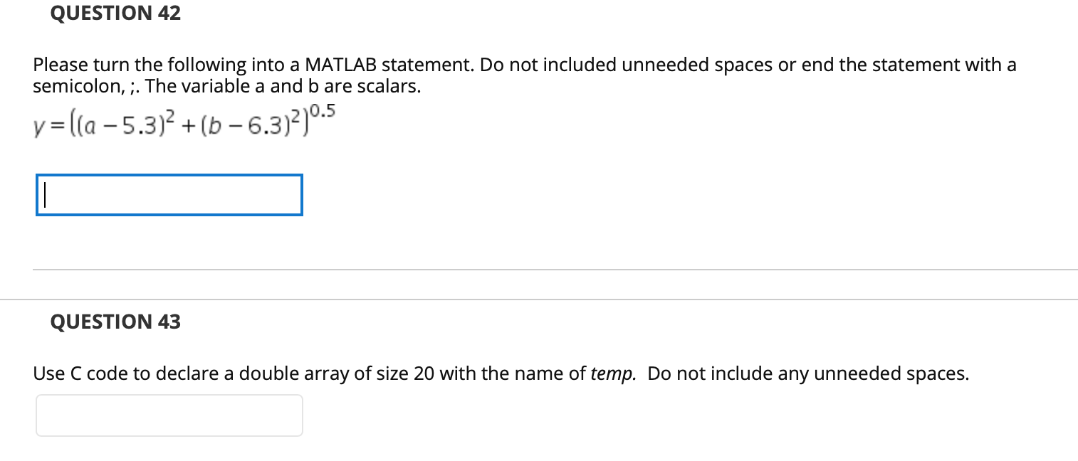 Solved QUESTION 42 Please turn the following into a MATLAB | Chegg.com