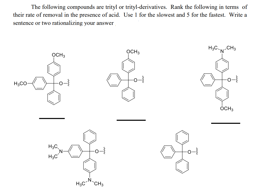 Solved The following compounds are trityl or | Chegg.com
