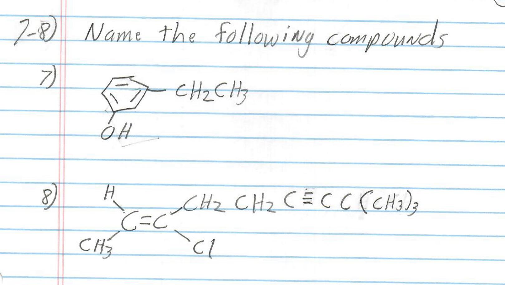 Solved 2B Name the following compounds 처 CH₂ CH3 7 G H 8 Н. | Chegg.com