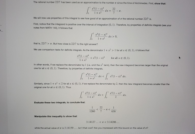 Solved The rational number 22/7 has been used as an | Chegg.com
