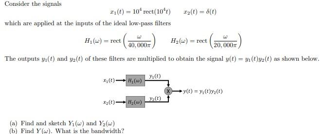 Solved Consider the signals x1(t)=104rect(104t)x2(t)=δ(t) | Chegg.com