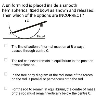 Solved A uniform rod is placed inside a smooth hemispherical | Chegg.com