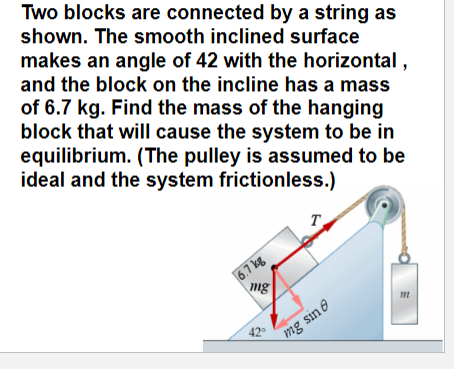 Solved Two blocks are connected by a string as shown. The | Chegg.com