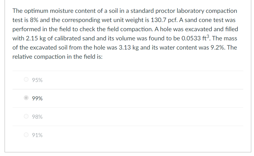 The optimum moisture content of a soil in a standard | Chegg.com