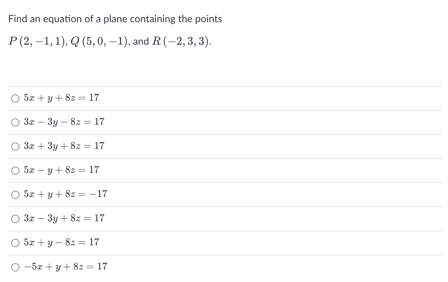 Solved Find an equation of a plane containing the points | Chegg.com