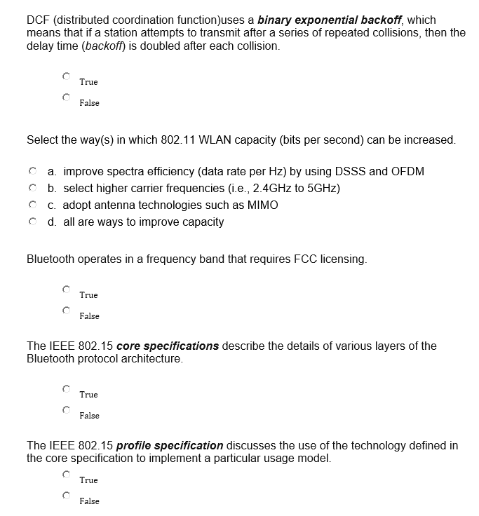 DCF (distributed coordination function)uses a binary | Chegg.com