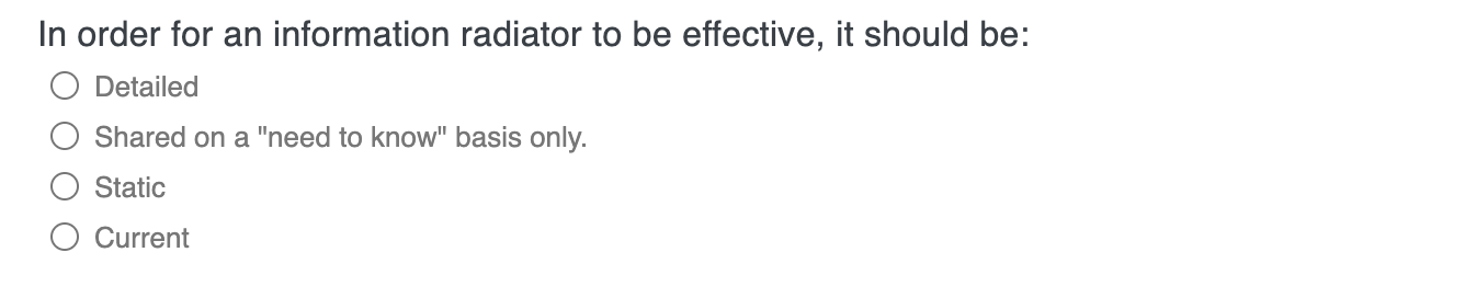 Solved In order for an information radiator to be effective, | Chegg.com