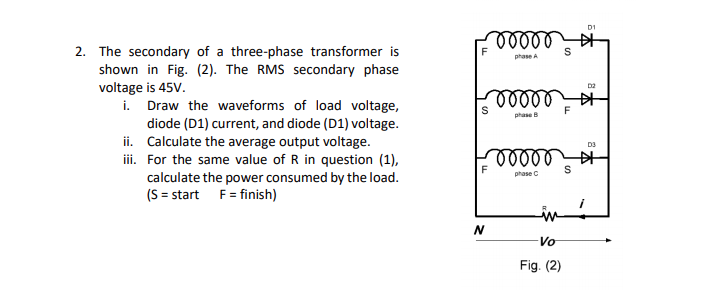 Solved וס 00000 F s phase A 00000 中 F phase 2. The secondary | Chegg.com