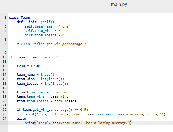 Solved Complete the Team class implementation. For the | Chegg.com