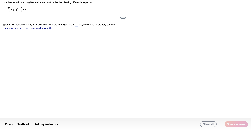 Solved Use the method for solving Bernoulli equations to | Chegg.com