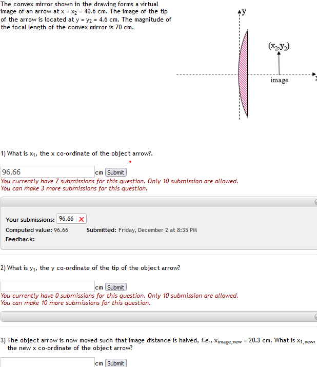 Solved The convex mirror shown in the drawing forms a | Chegg.com