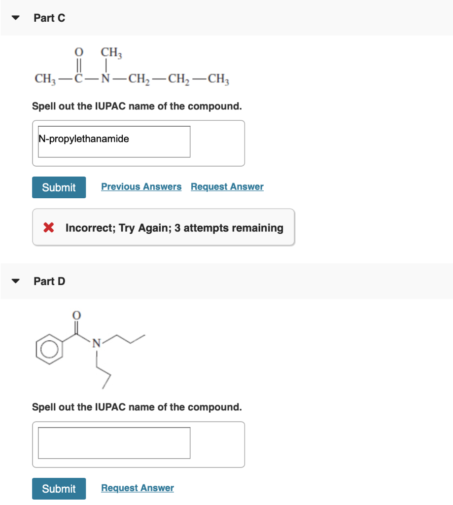 Solved Problem 18.48 Part A Ο Η CH3 – CH2 - CH2-C-N-CH2 – | Chegg.com