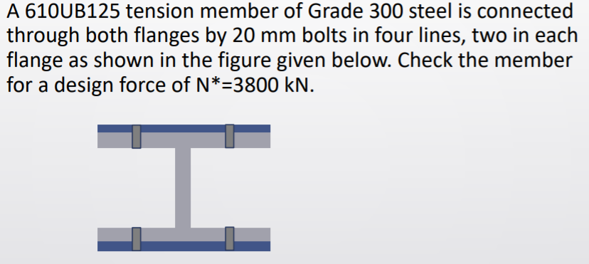Solved A 610UB125 tension member of Grade 300 steel is | Chegg.com