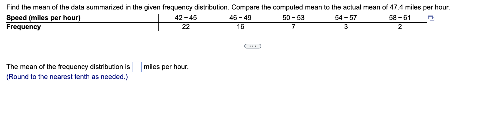 Solved Find the mean of the data summarized in the given | Chegg.com