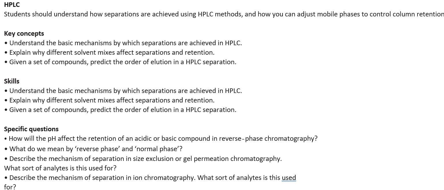 Solved HPLC Students should understand how separations are | Chegg.com