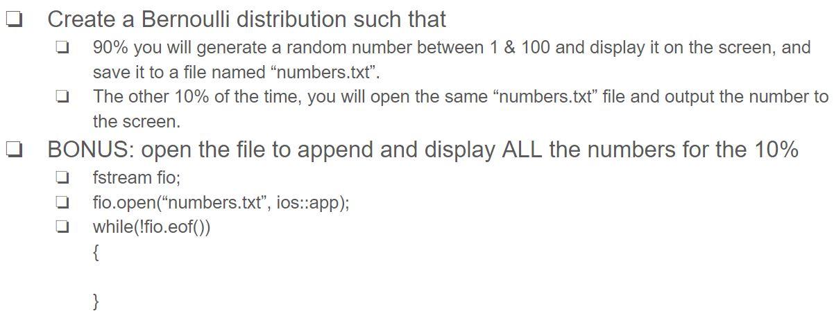 Solved Create a Bernoulli distribution such that 90% you | Chegg.com