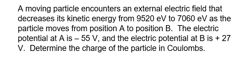 Solved A moving particle encounters an external electric | Chegg.com