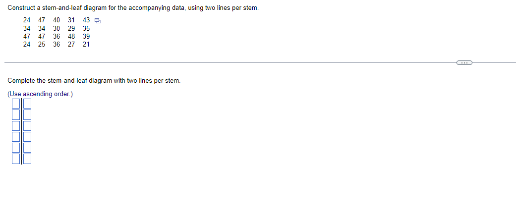 Solved 47 Construct a stem-and-leaf diagram for the | Chegg.com