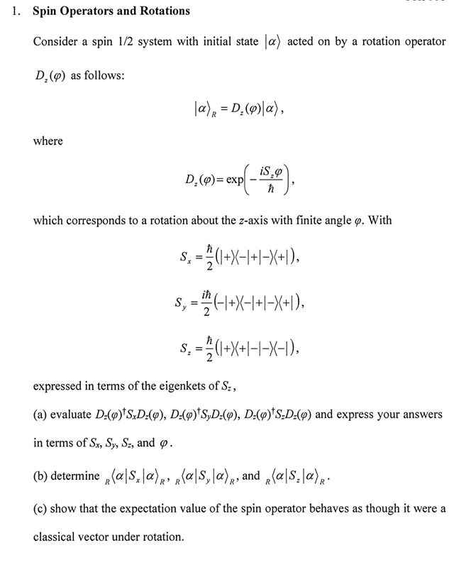 Spin Operators And Rotations Nconsider A Spin