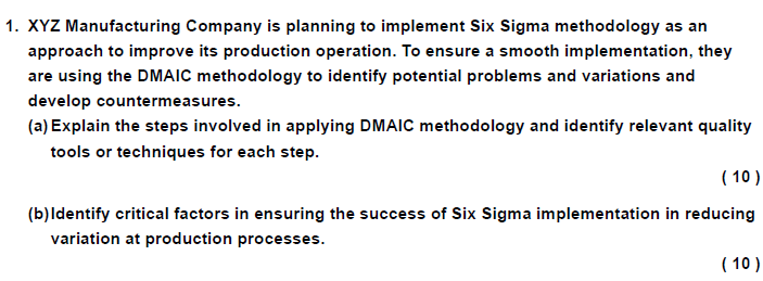 Solved Show me the steps to solve 1. ﻿XYZ Manufacturing | Chegg.com