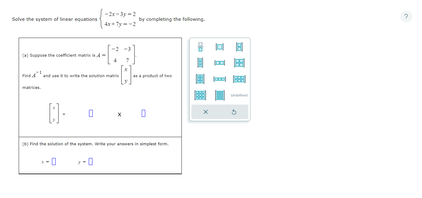 Solved Solve the system of linear equations | Chegg.com