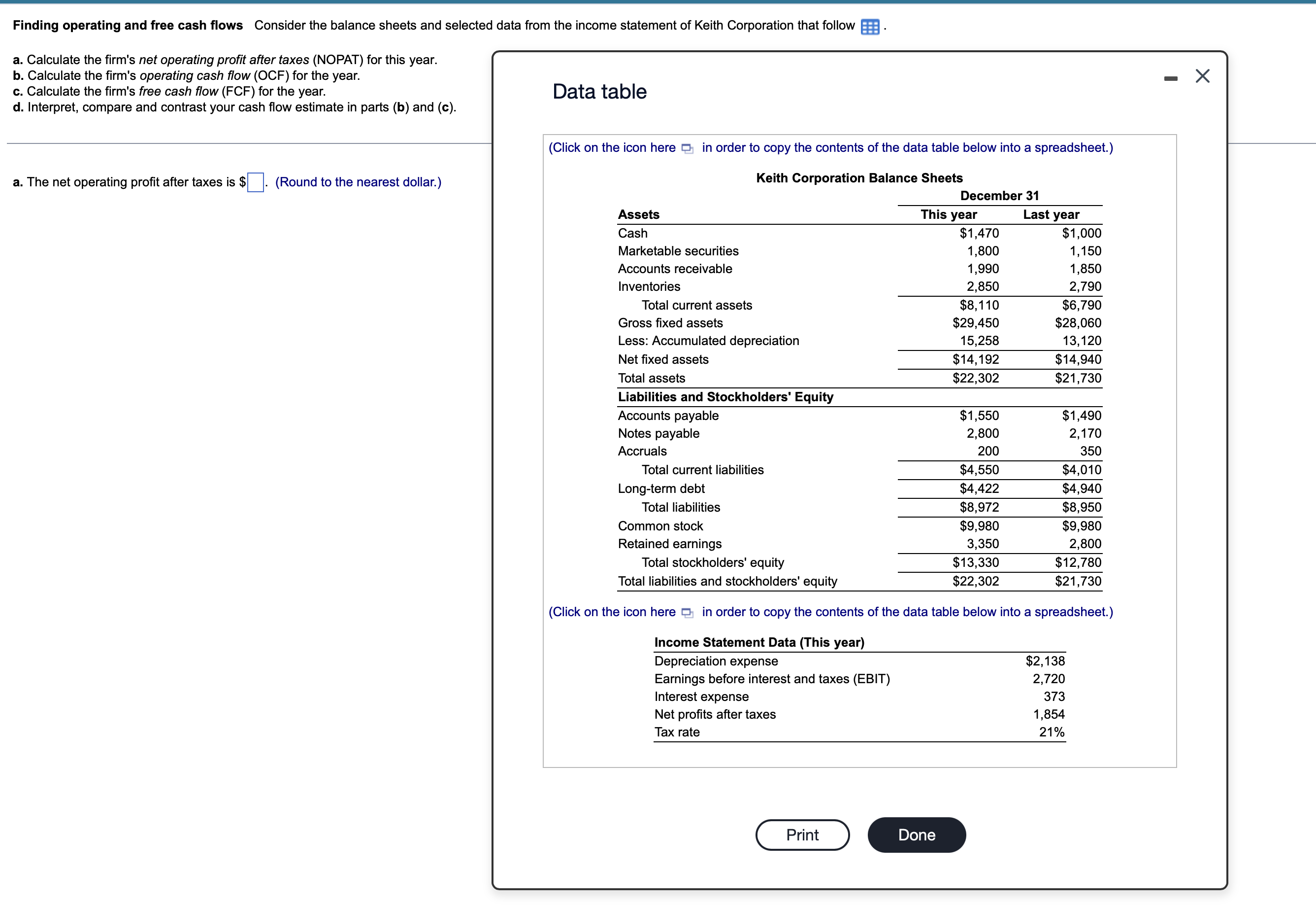 a. Calculate the firm's net operating profit after | Chegg.com
