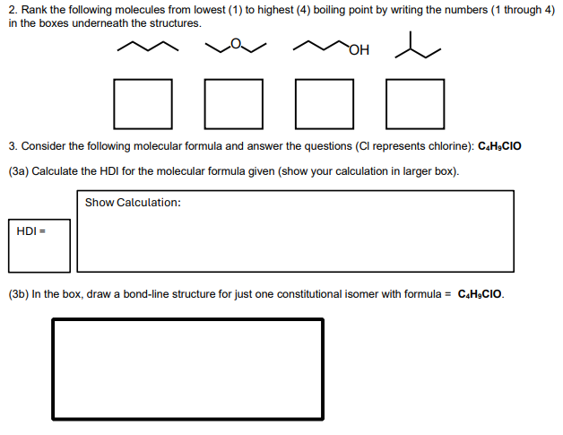 Solved Rank the following molecules from lowest (1) ﻿to | Chegg.com