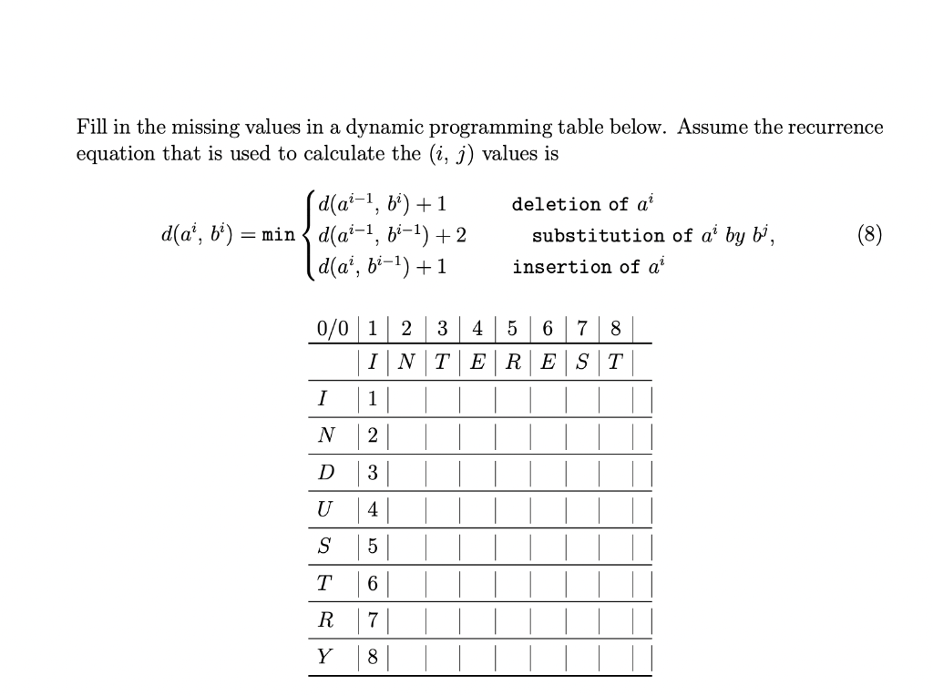 Solved Consider the problem of comparing the strings | Chegg.com