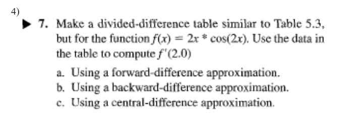 Solved 4) 7. Make a divided-difference table similar to | Chegg.com