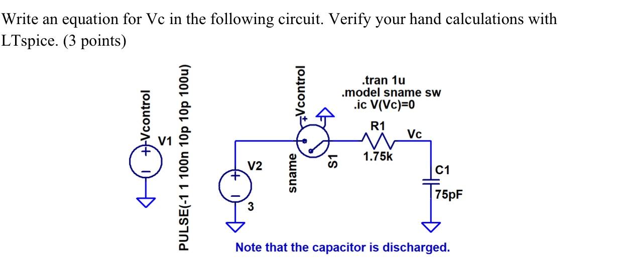 Write an equation for Vc in the following circuit. | Chegg.com