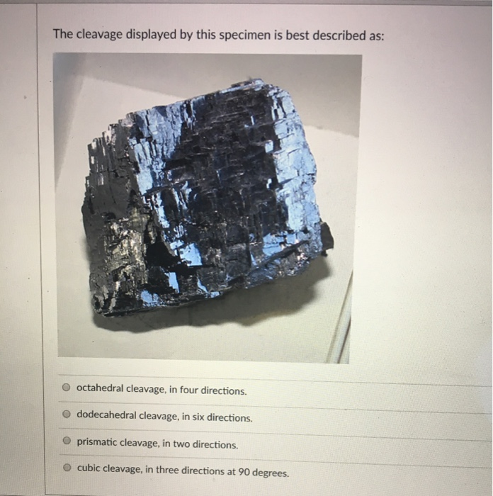 Solved The cleavage displayed by this specimen is best | Chegg.com
