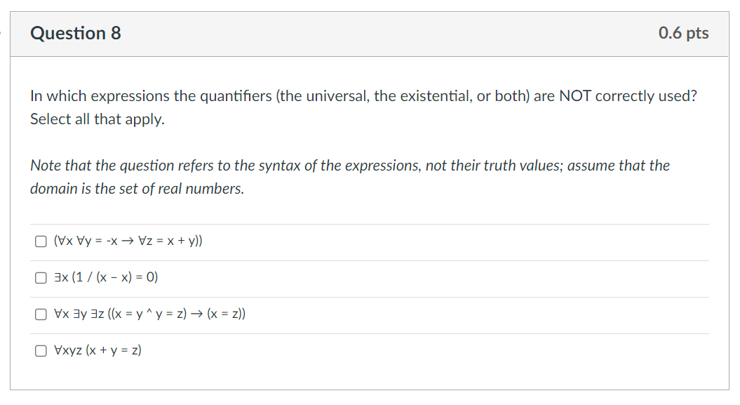 Solved In which expressions the quantifiers (the universal, | Chegg.com