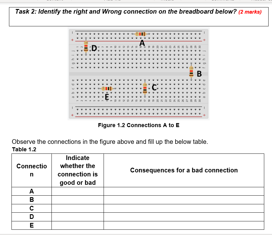 Solved Task 2: Identify the right and Wrong connection on | Chegg.com