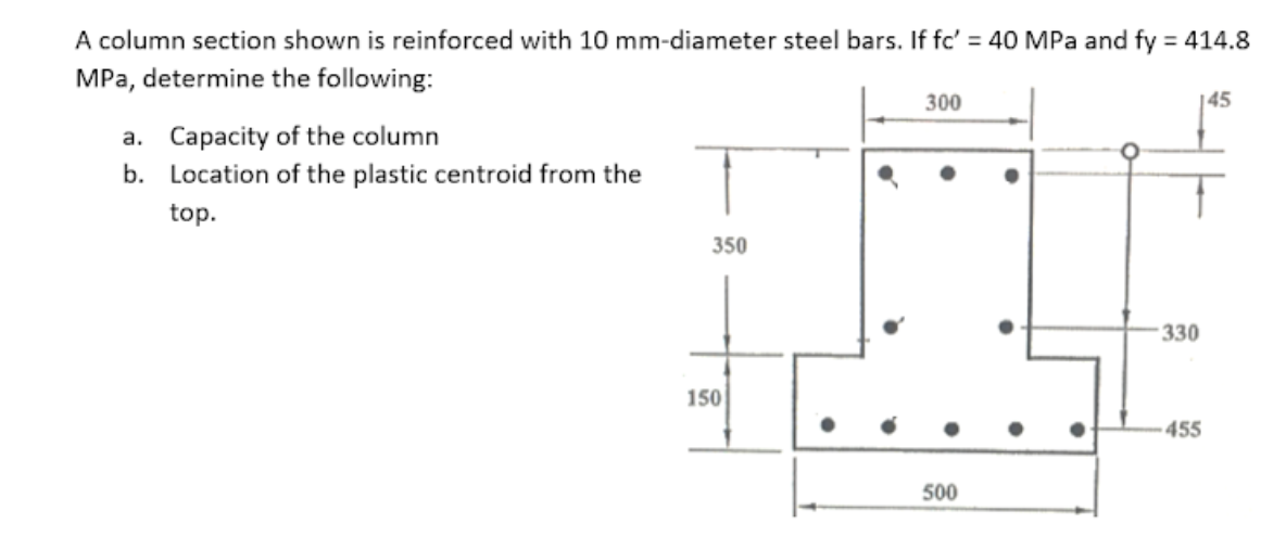 Solved 45 A column section shown is reinforced with 10 | Chegg.com