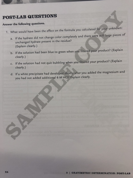 Solved PRE-LAB QUESTIONS. y answer these questions in your | Chegg.com