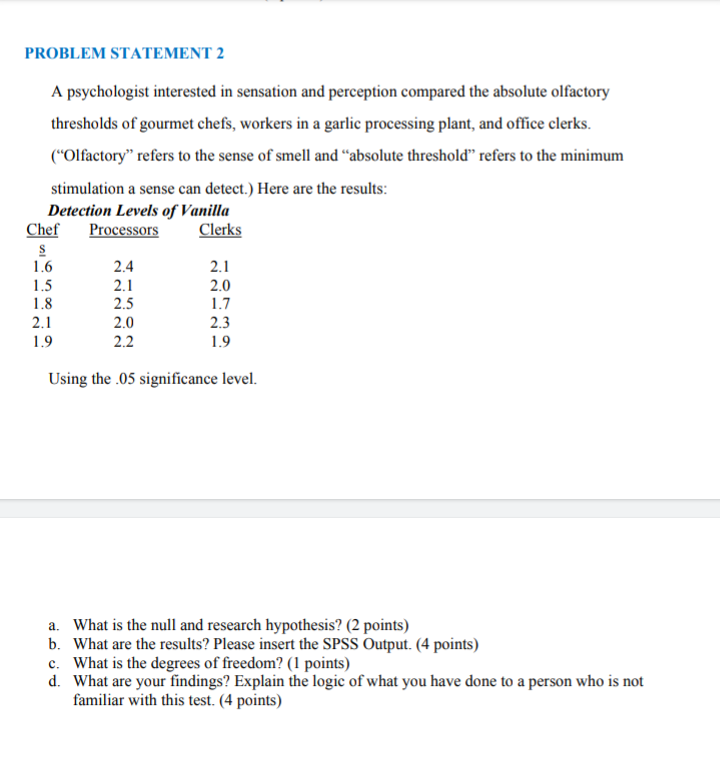 Solved PROBLEM STATEMENT 2A psychologist interested in | Chegg.com