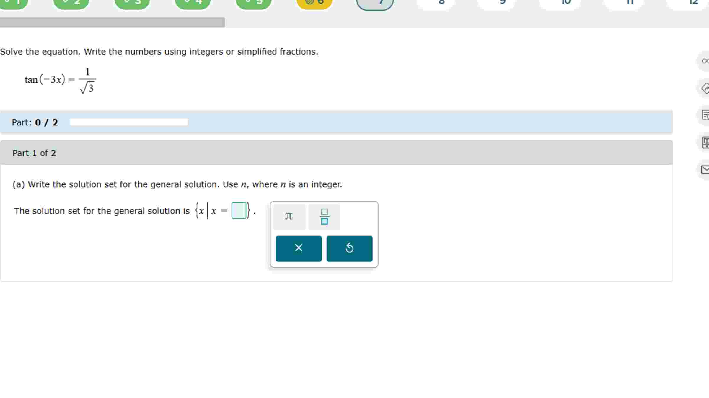 Solved Solve the equation. Write the numbers using integers | Chegg.com