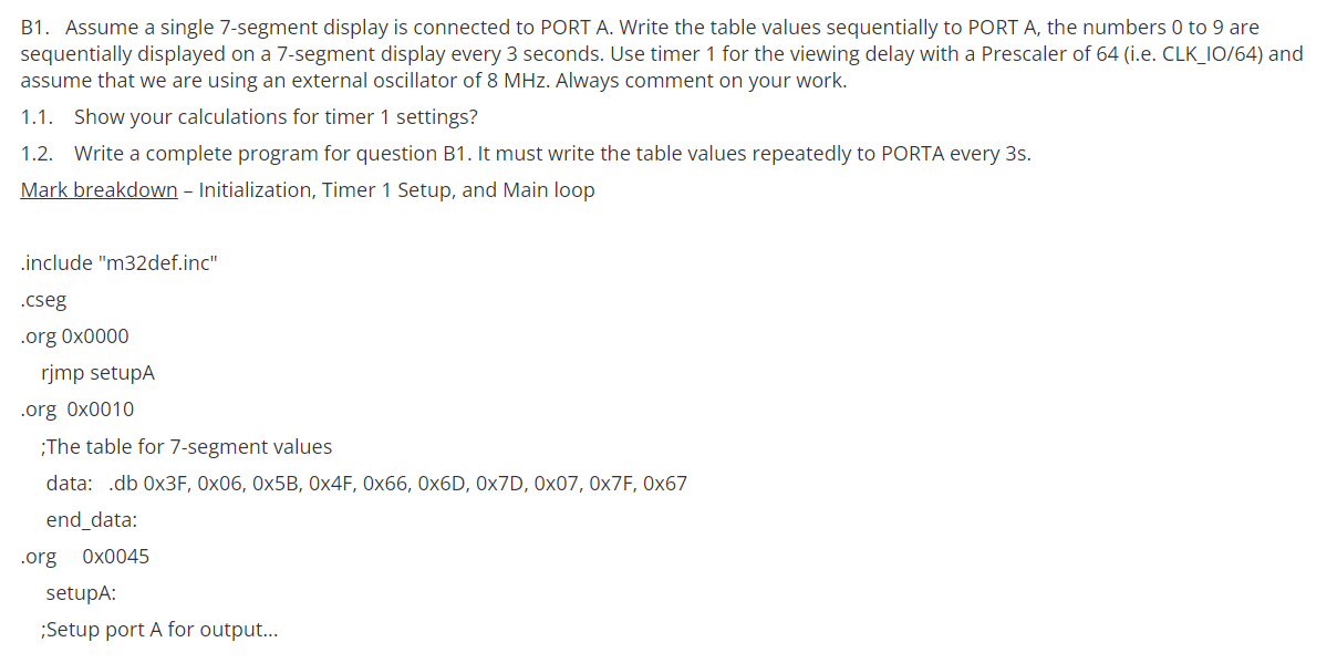 Solved B1. Assume a single 7-segment display is connected to | Chegg.com