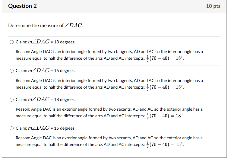 Determine The Measure Of ∠dac Claim M∠dac 18