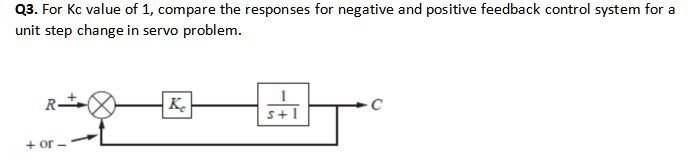 Solved Q3. For Kc value of 1, compare the responses for | Chegg.com