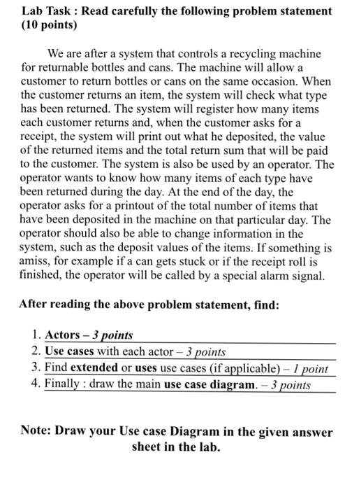 Solved Lab Task : Read carefully the following problem | Chegg.com