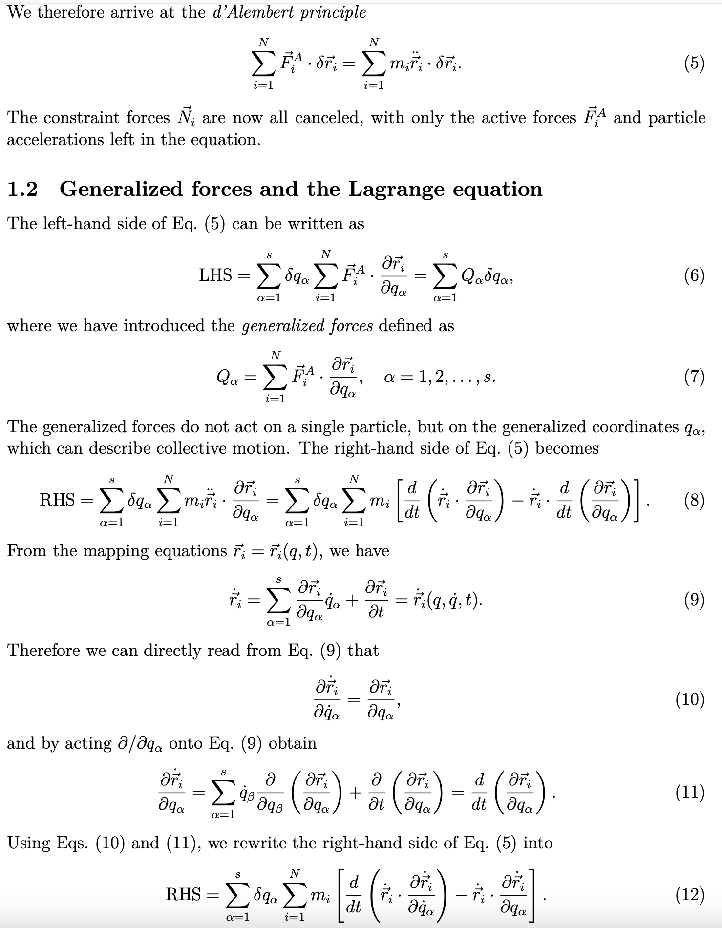 Solved We therefore arrive at the d'Alembert principle | Chegg.com