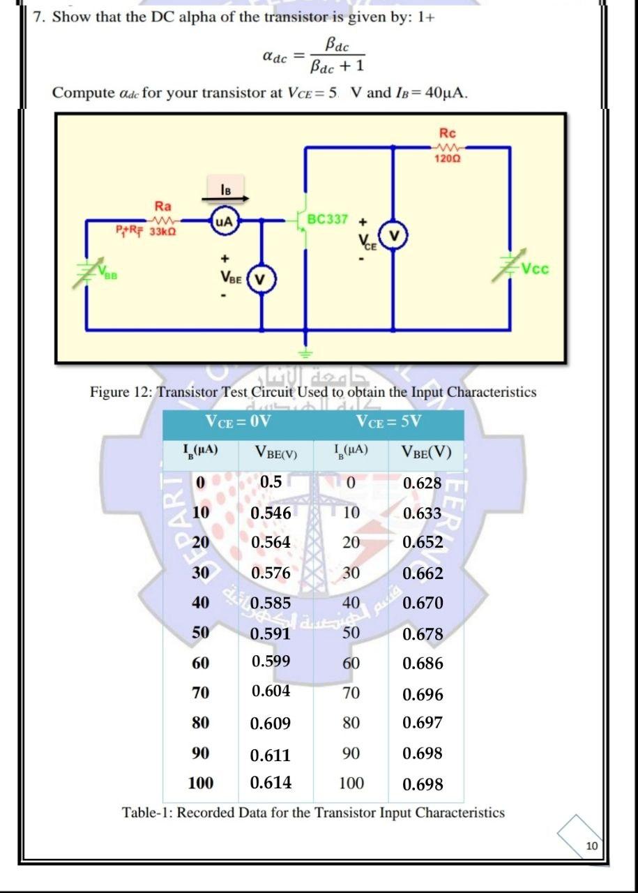 Solved 7. Show that the DC alpha of the transistor is given | Chegg.com