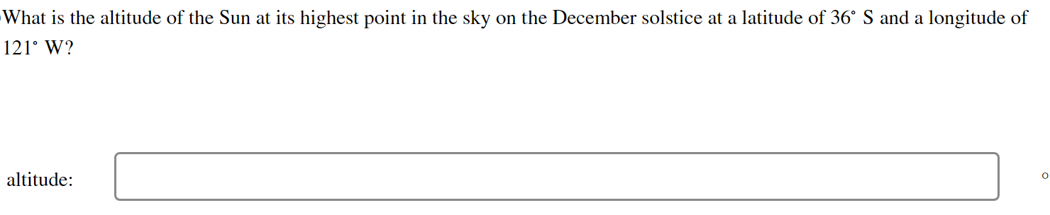 Solved What is the altitude of the Sun at its highest point | Chegg.com