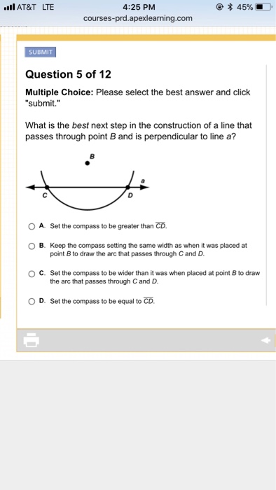 Solved AT&T LTE 4:25 PM * 45%. courses-prd.apexlearning.com | Chegg.com