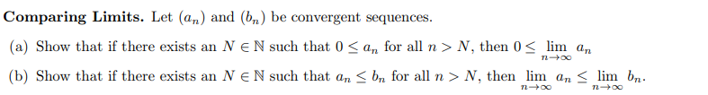 Solved Comparing Limits. Let (an) and (bn) be convergent | Chegg.com
