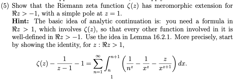 Solved (5) Show that the Riemann zeta function 5(2) has | Chegg.com