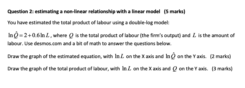 Solved Question 2: estimating a non-linear relationship with | Chegg.com