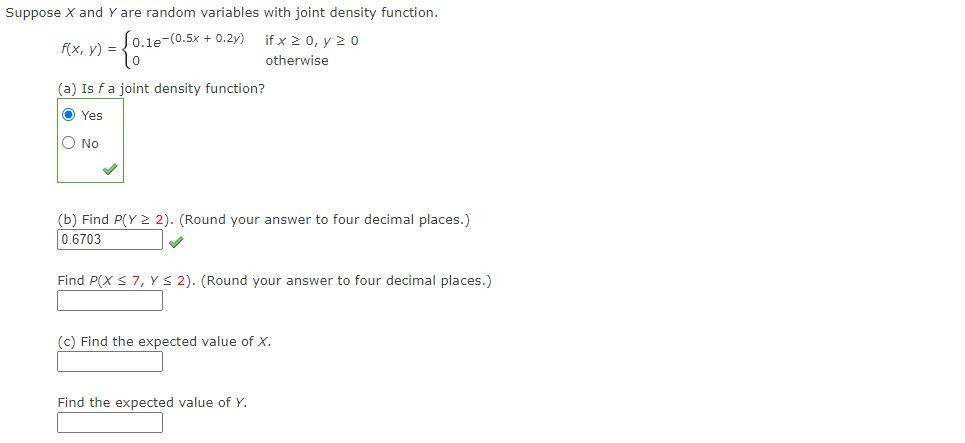 Solved Suppose X and Y are random variables with joint | Chegg.com
